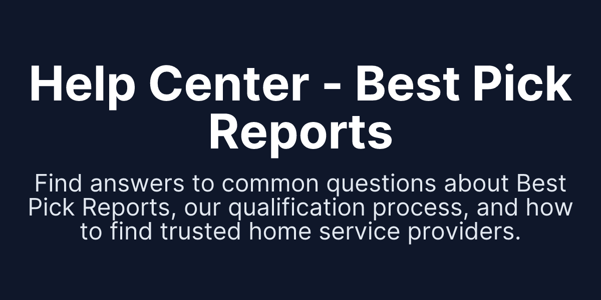 Help Center - Best Pick Reports